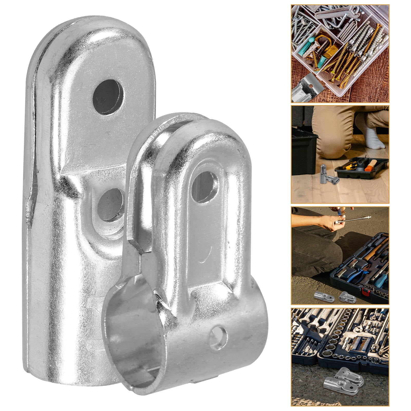 Masteelf 2pcs Chain Link Fence Clamps Stainless Steel End Rail Clamps L ...