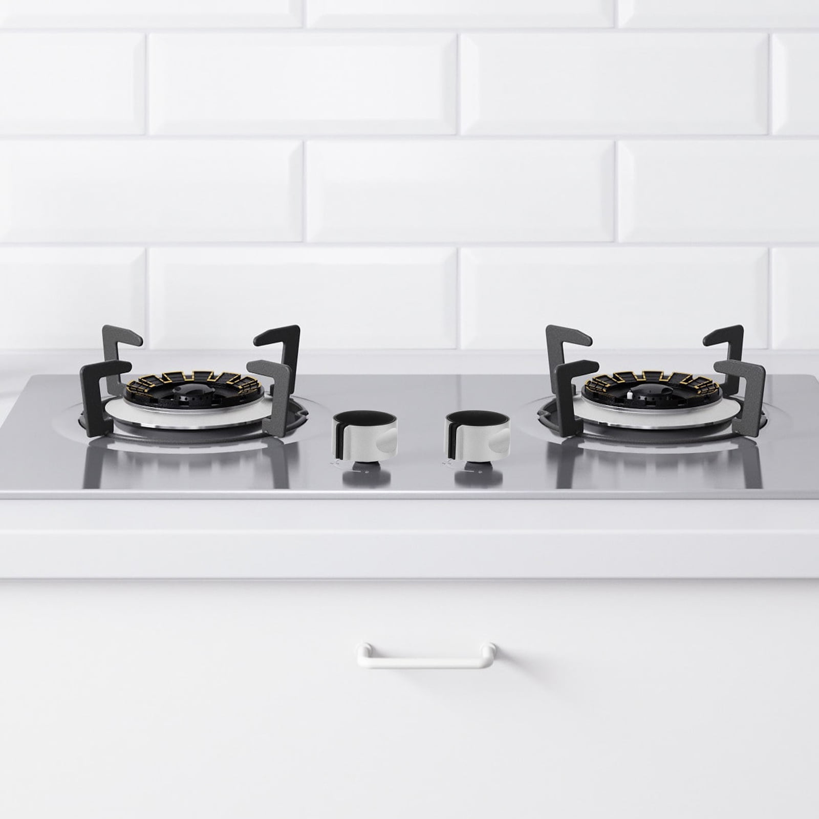 Masteelf 2pcs Gas Stove Control Knobs Stainless Steel Cooktop Burner ...