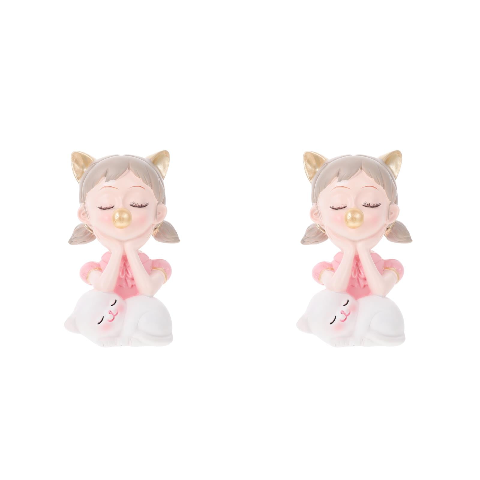 Masteelf 2pcs Girl Cat Figurine Tabletop Decoration: Girl Sculpture ...