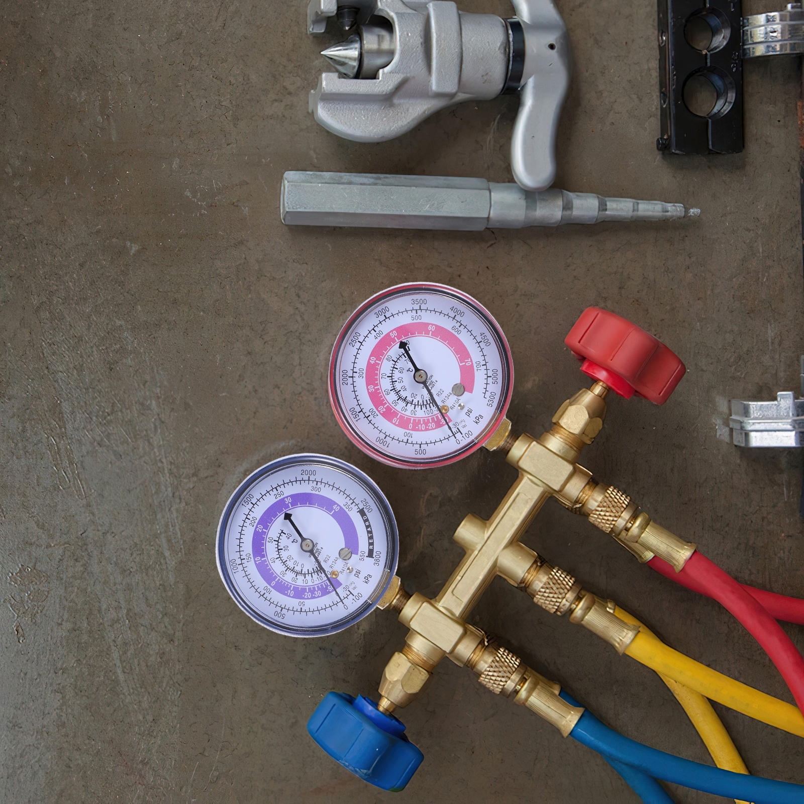 Masteelf 2pcs HVAC Manifold Gauge Ac Pressure Testing Gauge Dual ...