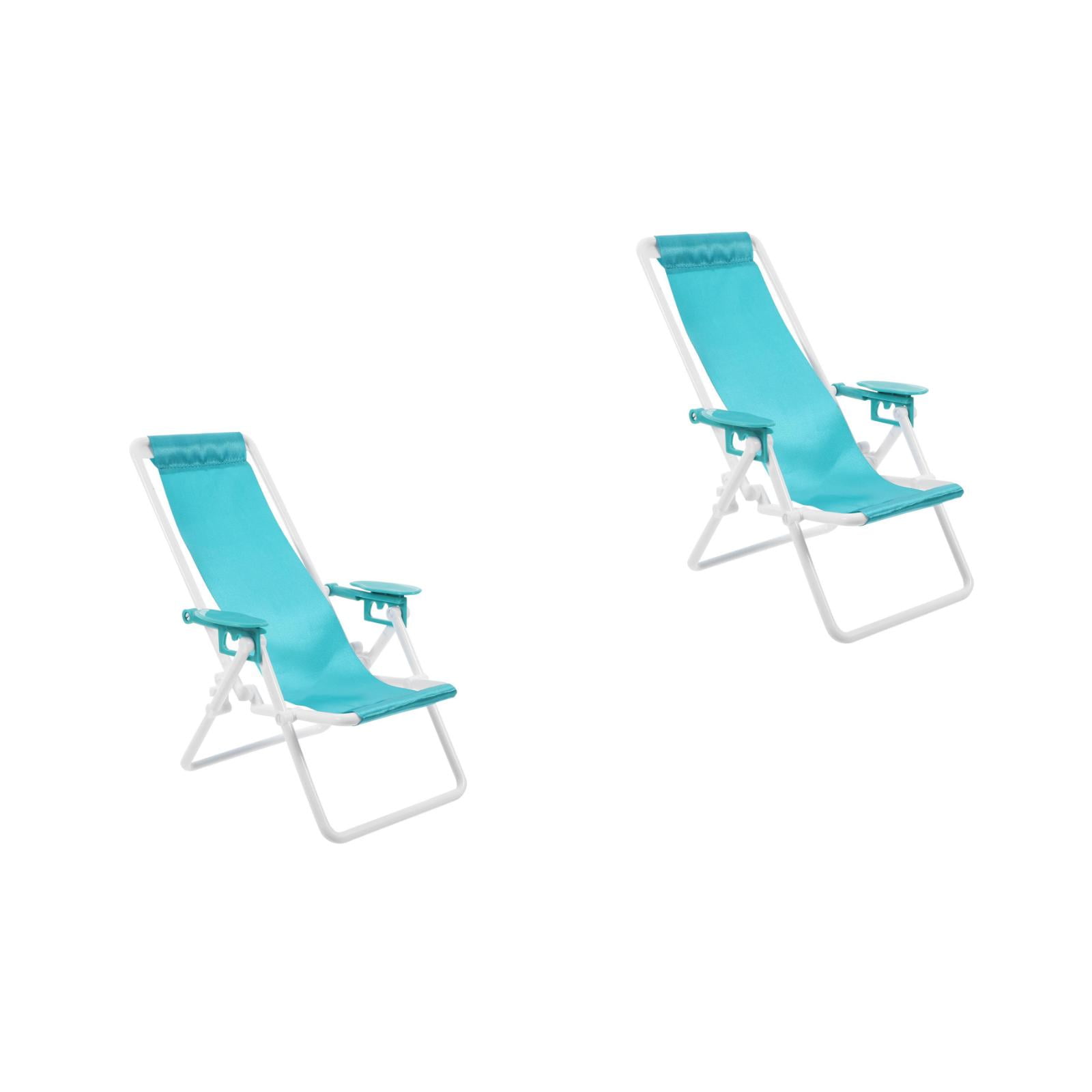 Masteelf 2pcs Miniature Beach Chair Props Miniature Dollhouse Folding ...