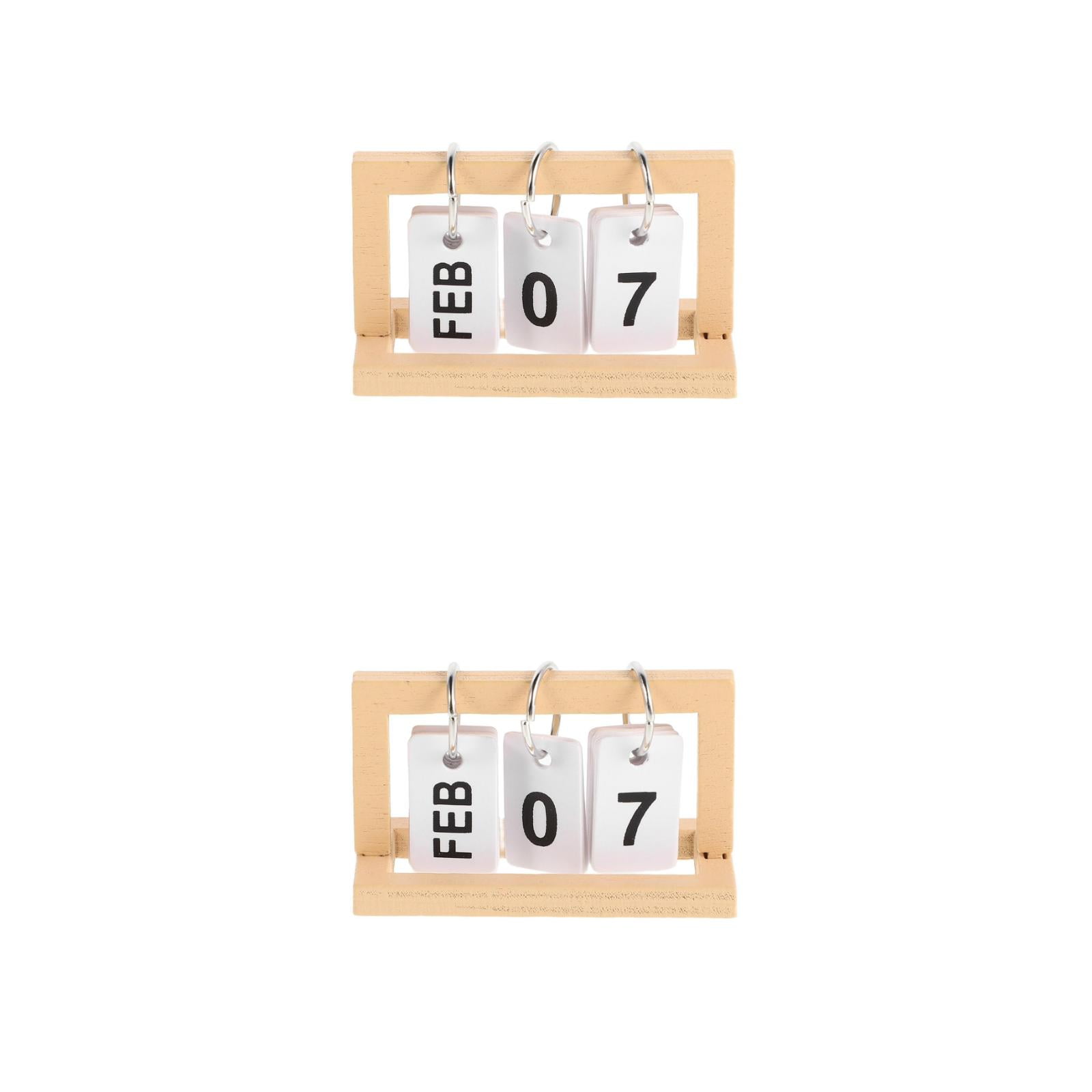 Masteelf 2pcs Miniature Wooden Flip Calendar For Dollhouse Tiny Desk ...