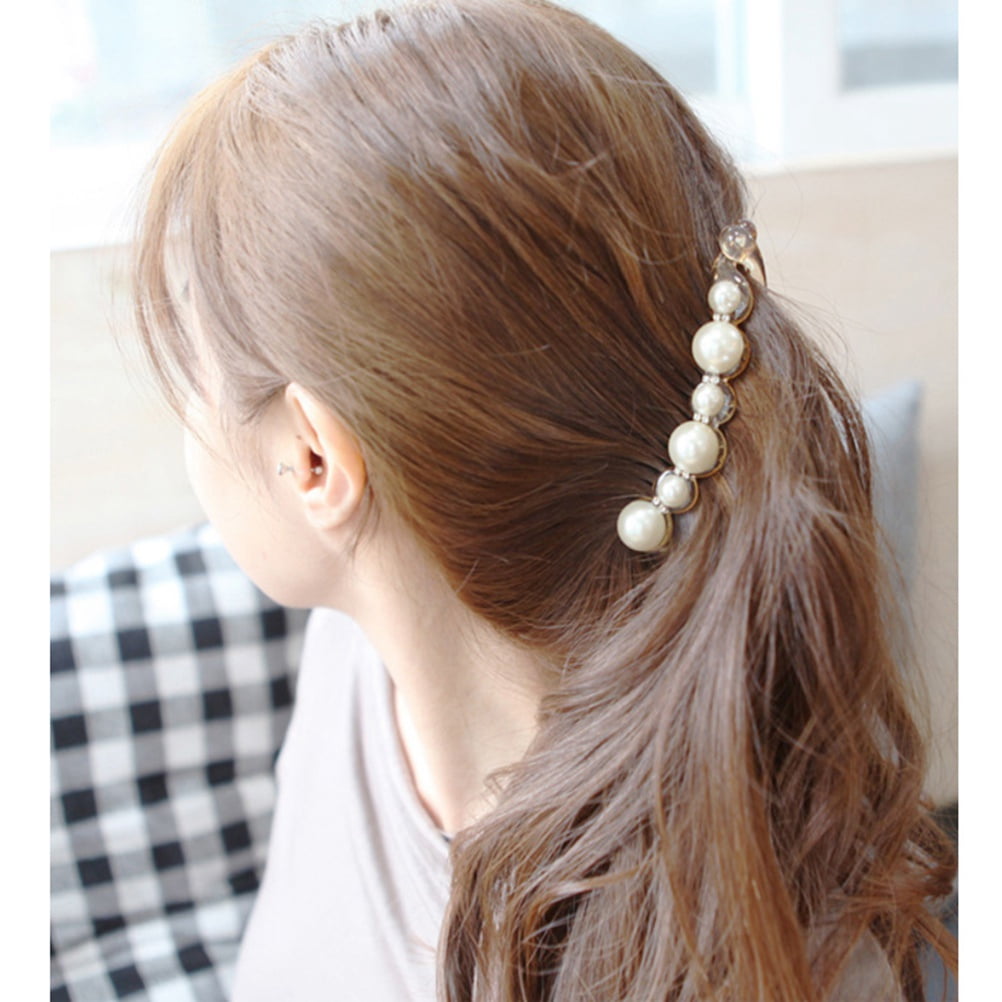 Masteelf 2pcs Pearl Ponytail Holder Hair Clips Fashion Hair Barrettes ...