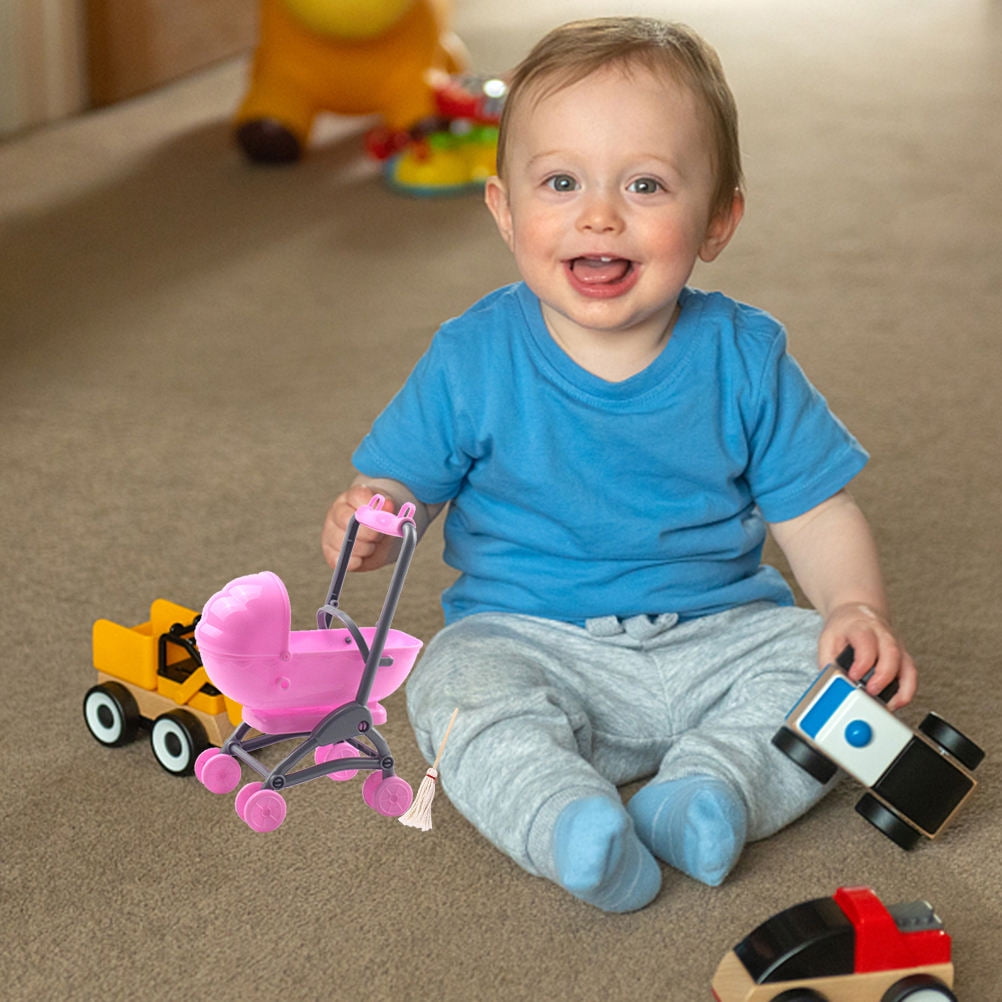 Masteelf 2pcs Plastic Baby Carriage Toy Plastic Miniature Cartoon Doll ...