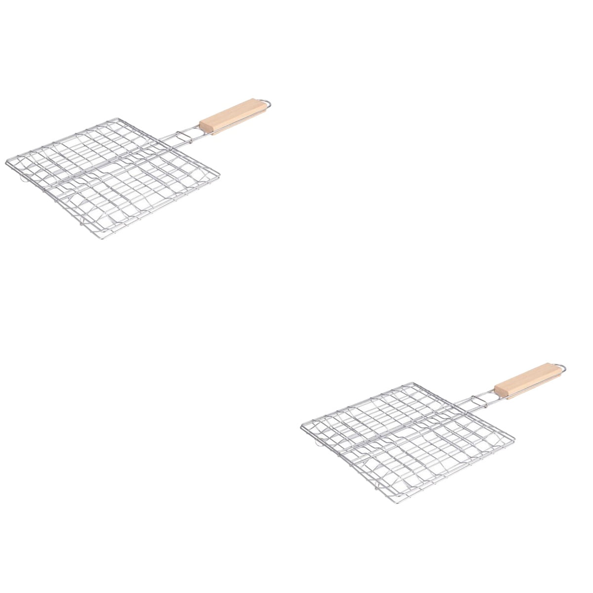 Masteelf 2pcs Portable Fish Grill Basket Picnic Grill Rack with Wood ...