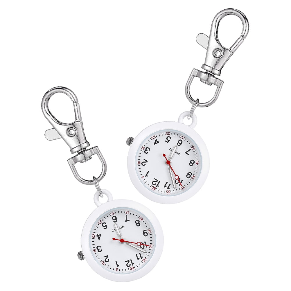 Masteelf 2-Pack Quartz Pocket Watches with Key Buckle, Round Keychain ...