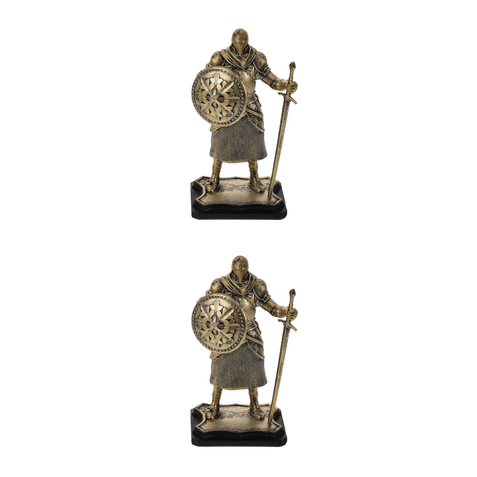 Masteelf 2pcs Resin Knight Figurine Medieval Decor Vintage Soldier ...