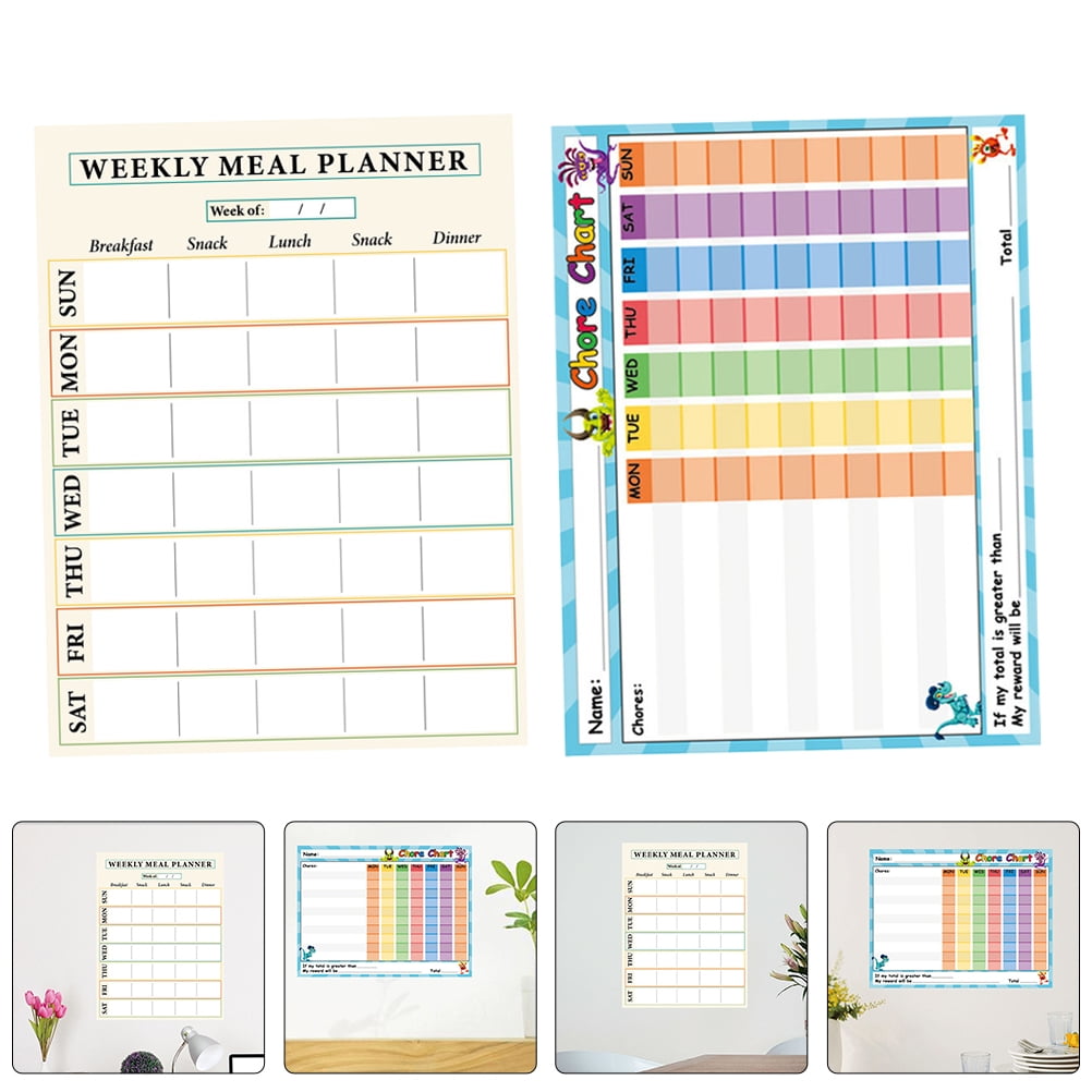 Masteelf 2pcs Reward Chart Kids Behavior Dry Erase Whiteboard Chart For ...