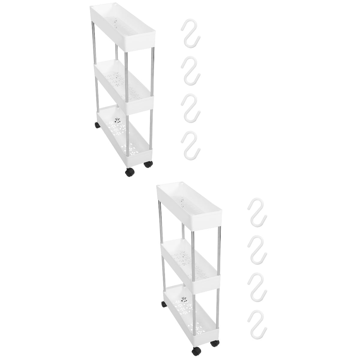 Masteelf 2pcs Rolling Utility Cart Kitchen Trolley: Bath Storage Rack ...
