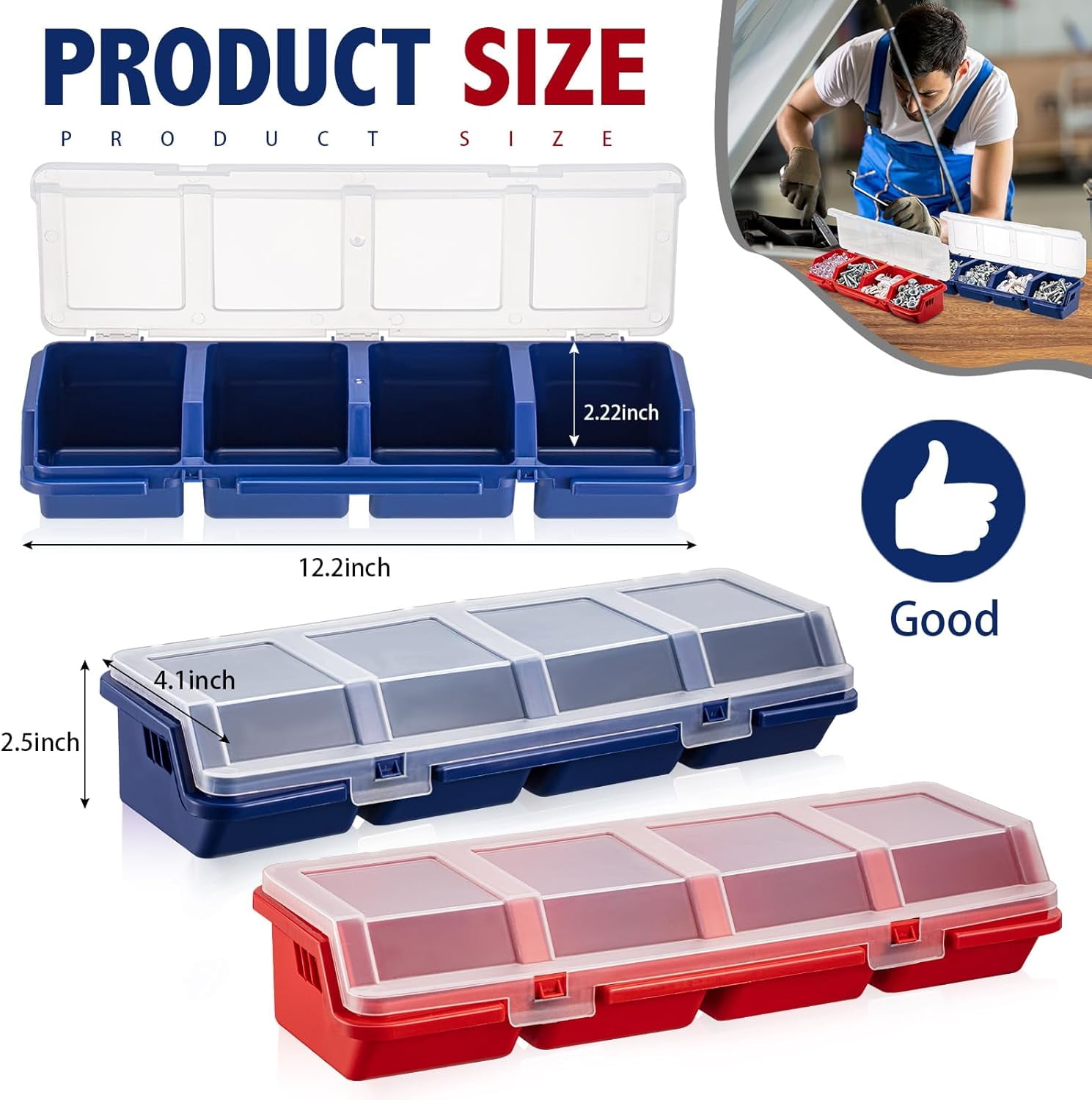 Masteelf 2pcs Screws And Nails Organizer Hardware Storage Case Craft ...