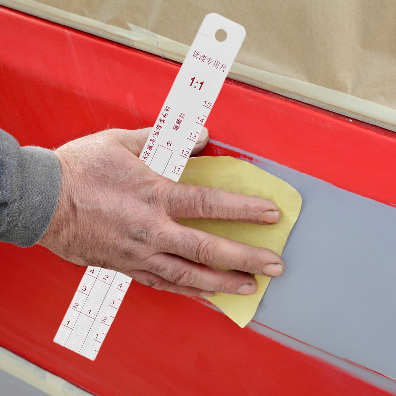 Masteelf 2pcs Stainless Steel Car Paint Mixing Ruler Scale for Vehicle ...