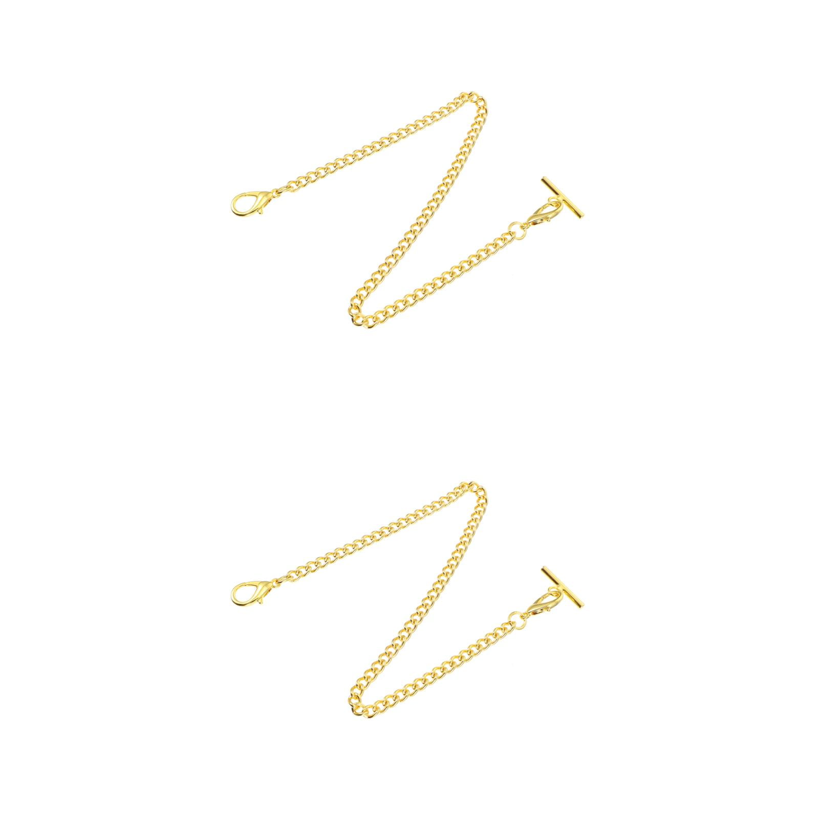 Masteelf 2pcs Watch Link Chain Pocket Watch T Clasp Hanging Chain Vest ...