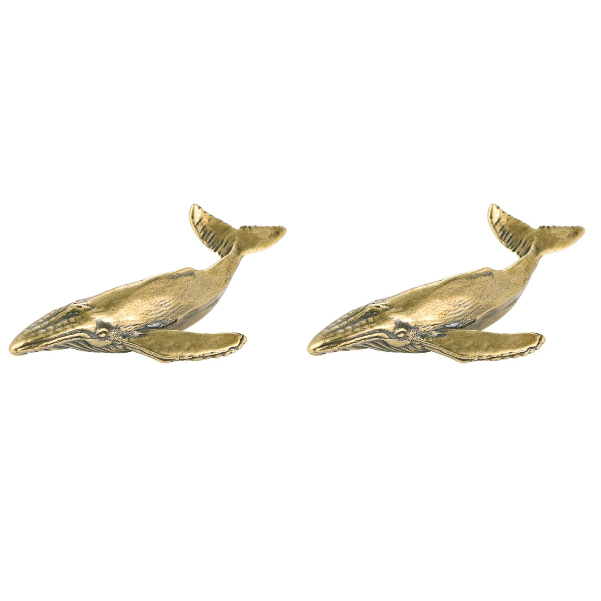 Masteelf 2pcs Whale Figurine Copper Whale Sculpture Whale Statue ...