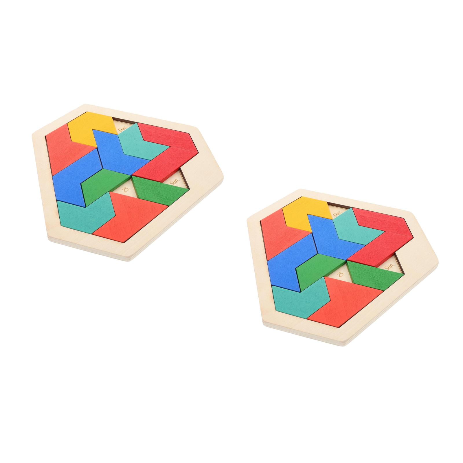 Masteelf 2pcs Wooden Hexagon Puzzle For Kid Adults Shape Pattern Block ...