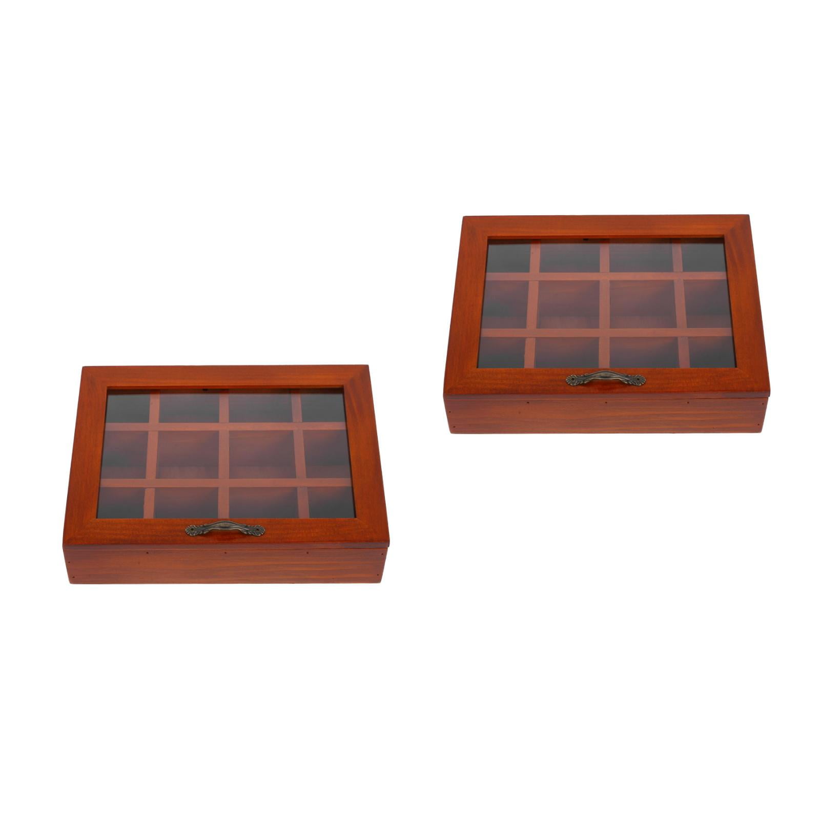 Masteelf 2pcs Wooden Storage Box 12 Grids Showcase Display Box Jewelry ...