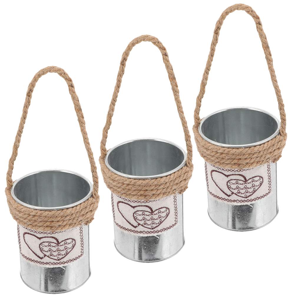 Masteelf 3 Pcs Hanging Planter Terrarium Iron Flower Pot Rustic Pots ...