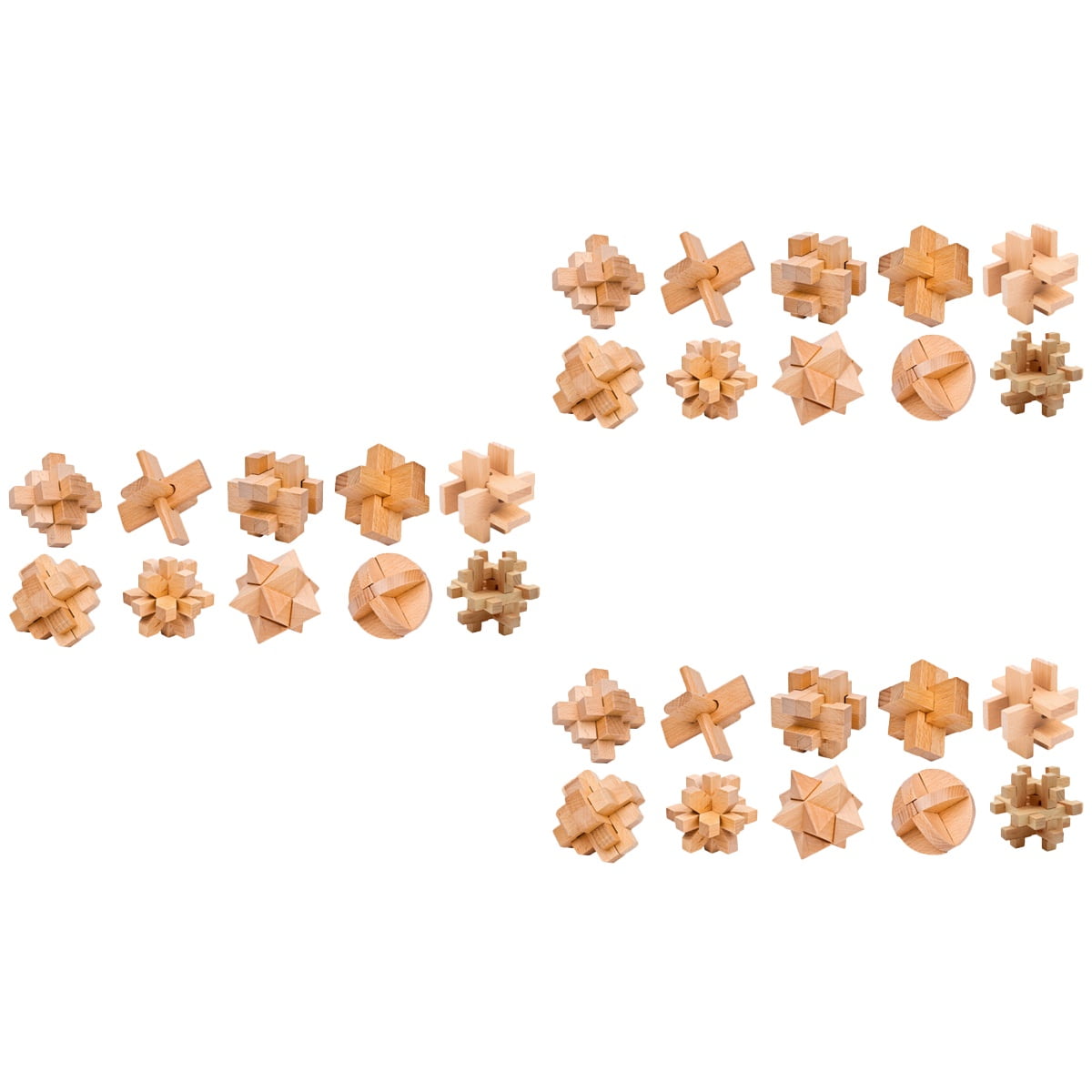 Masteelf 3 Sets Funny Intellectual Toy Wooden Cube Ming Luban Lock Toys ...