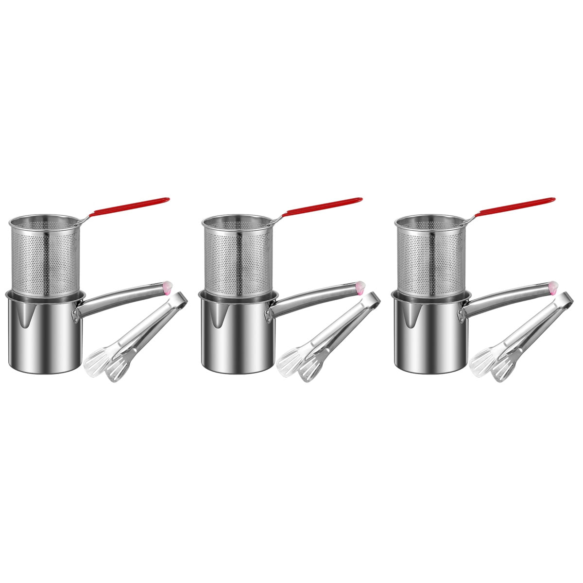 Masteelf 3 Sets Household Frying Pot Large-capacity Frying Pot Metal ...