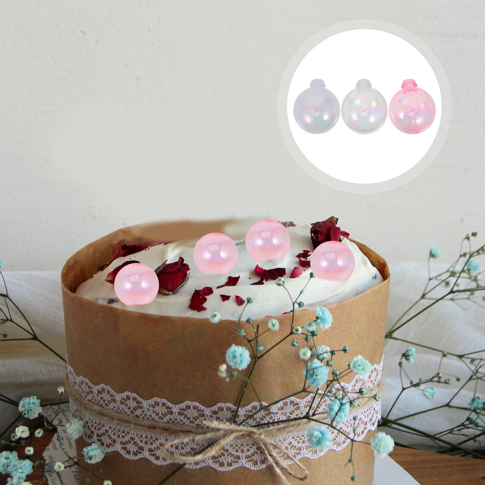Masteelf 30 Pcs Bubbles Cake Toppers Clear Symphony Transparent Ball ...