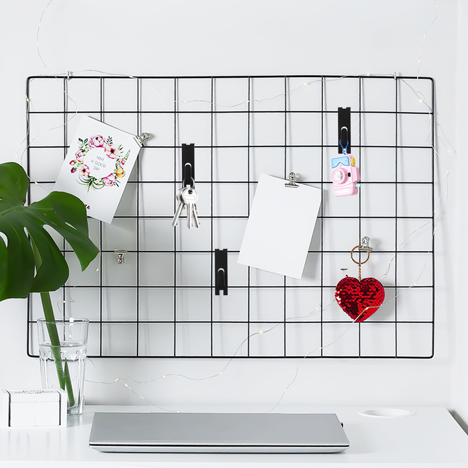 HEATSHAKING Grid Wall Hook Iron Black Hanging Organizing Home Use 30 ...