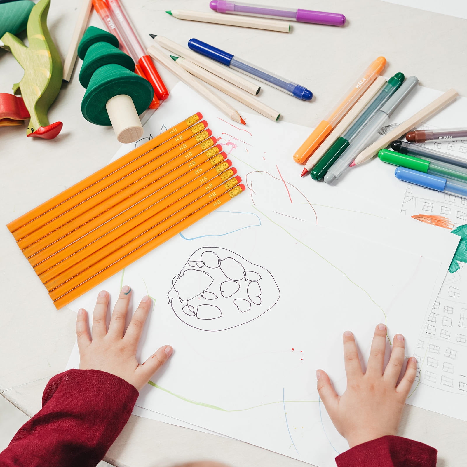 Masteelf 30 Pcs Yellow Pole Pencil Pens Kawaii Professional Pencils ...