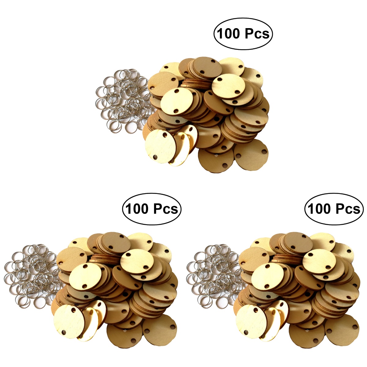 Masteelf 300 pcs Round Wooden Slices With 100 Iron Loops Set For ...