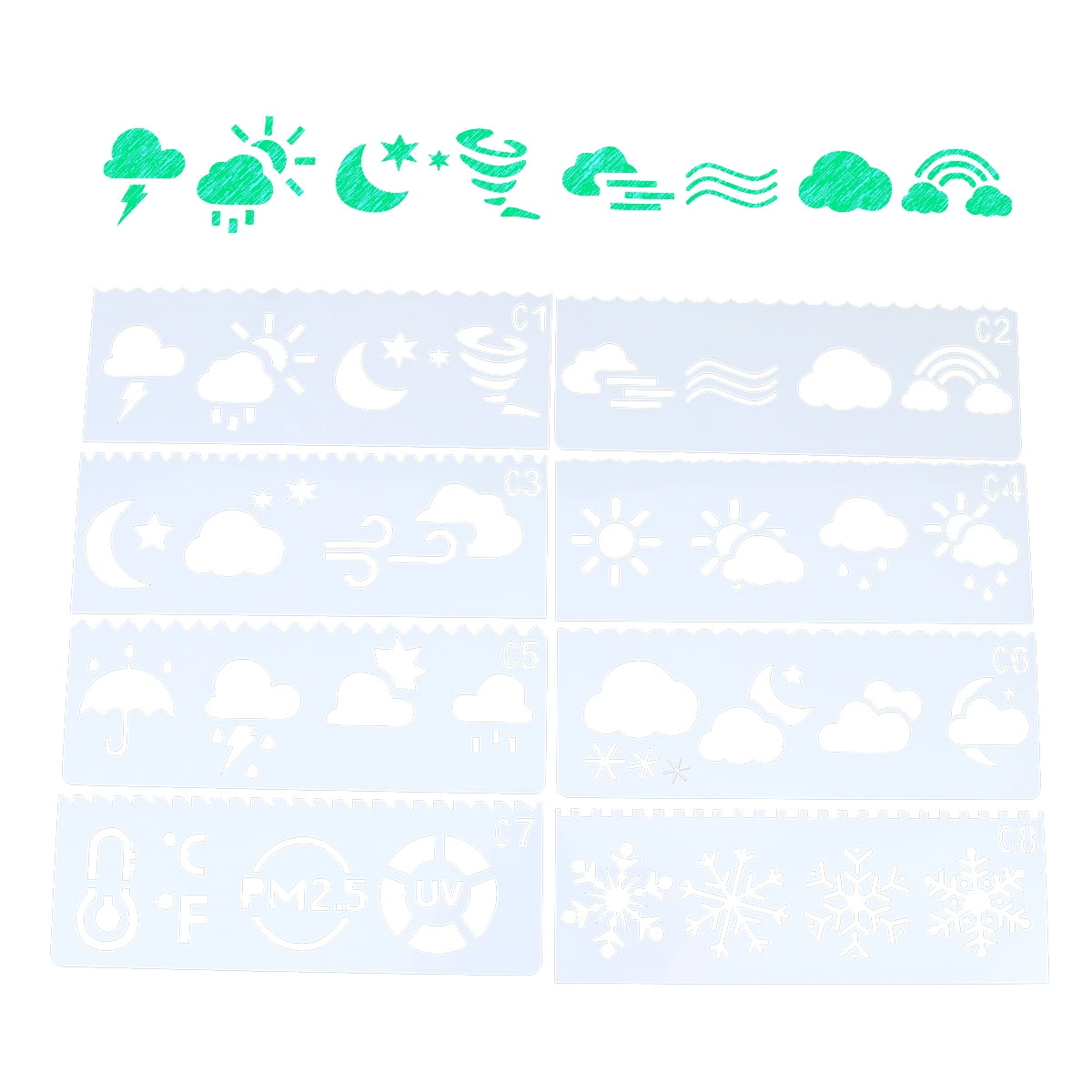 Masteelf 32pcs Digital Alphabet and Weather Painting Stencils Plastic ...