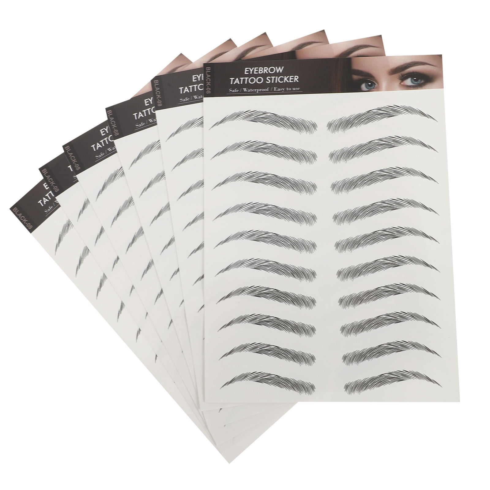 Masteelf 3D HairLike Eyebrow Stickers for Decoration Black Transfer ...