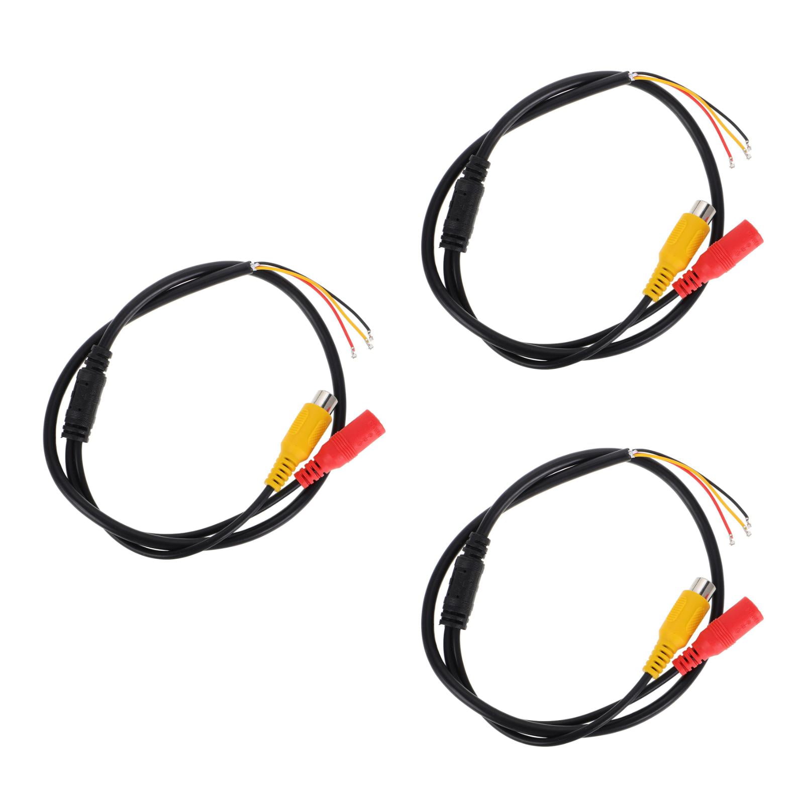 Masteelf 3pcs Automotive Rear View Camera Cable With Rca+Dc Head 3-Pin ...