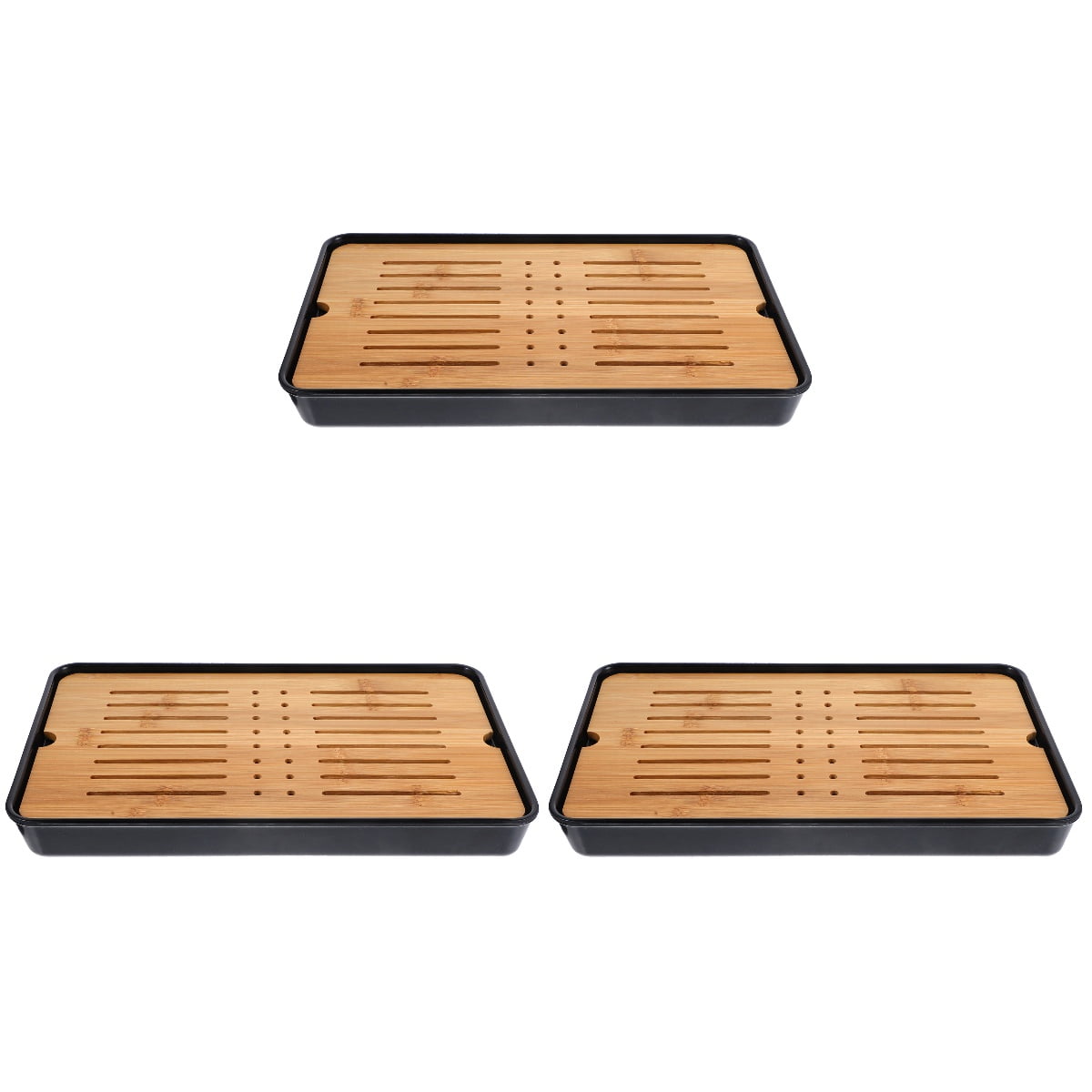 Masteelf 3pcs Bamboo Tea Tray Tea Set Drain Tray Kitchen Drain Tray ...