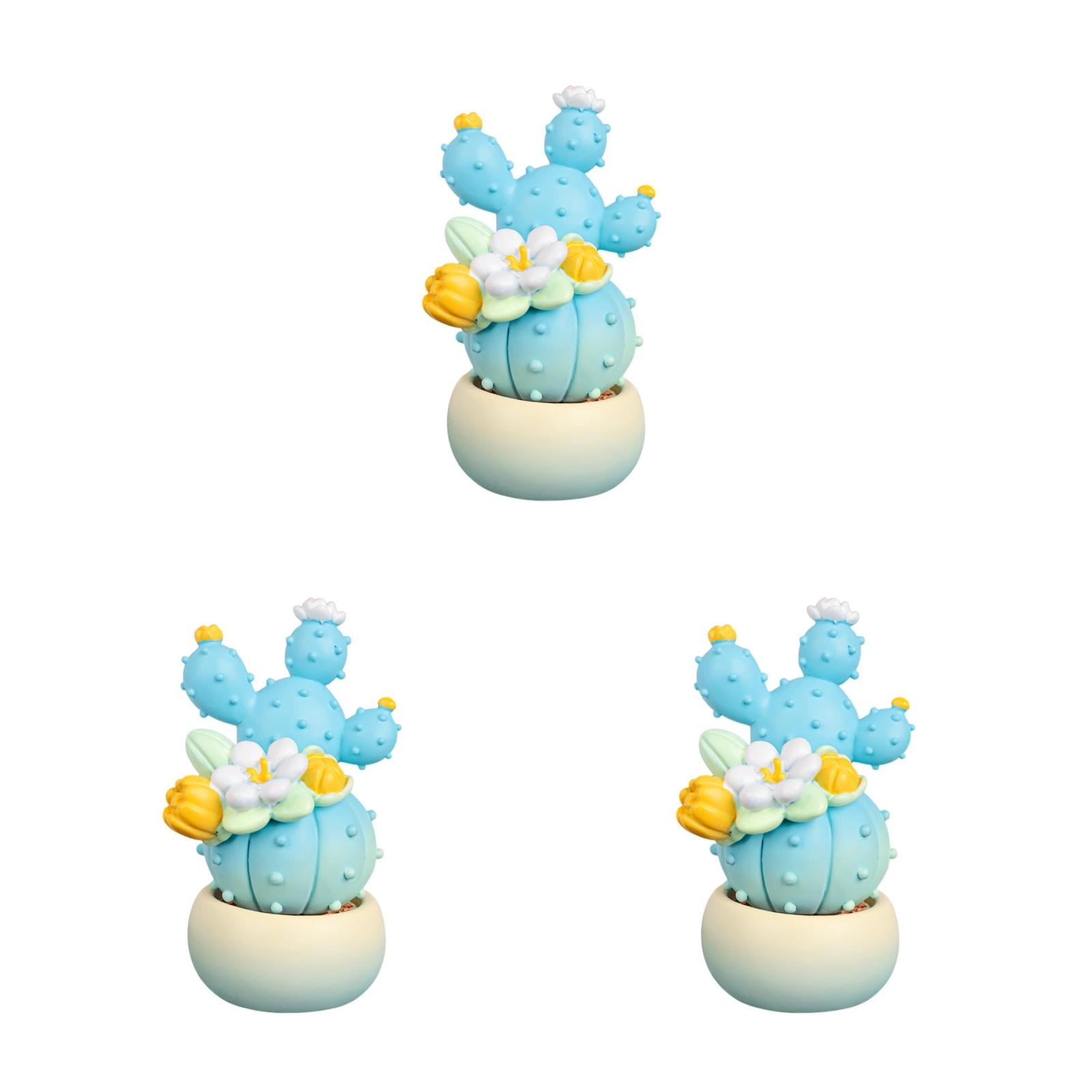 Masteelf 3pcs Cactus Statue Model Tablet Decor Cartoon Cactus Decor Car ...