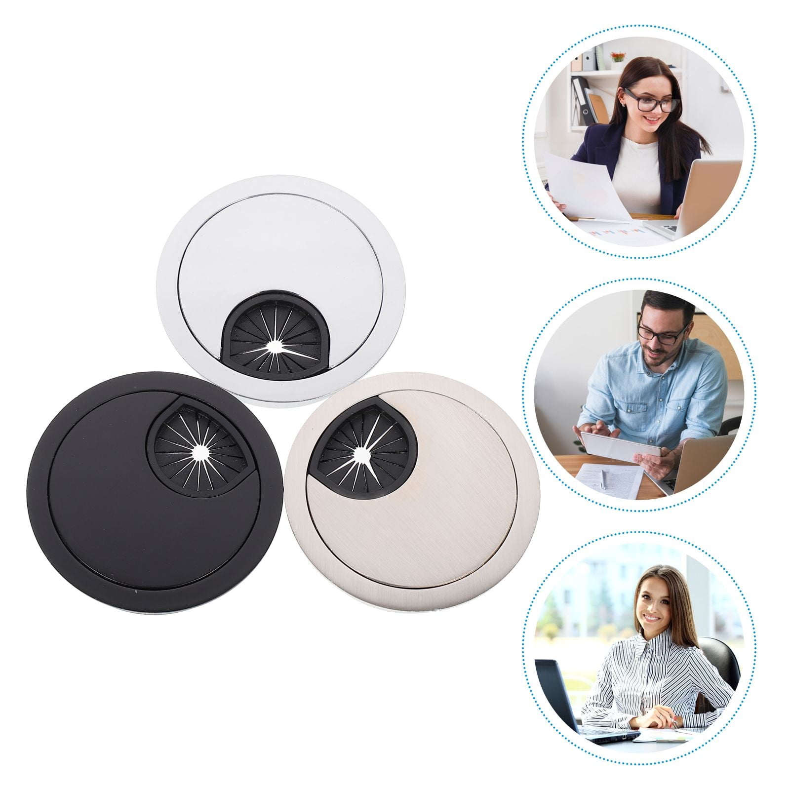 Masteelf 3pcs Desk Cord Grommets Computer Table Cable Hole Boxes Zinc ...