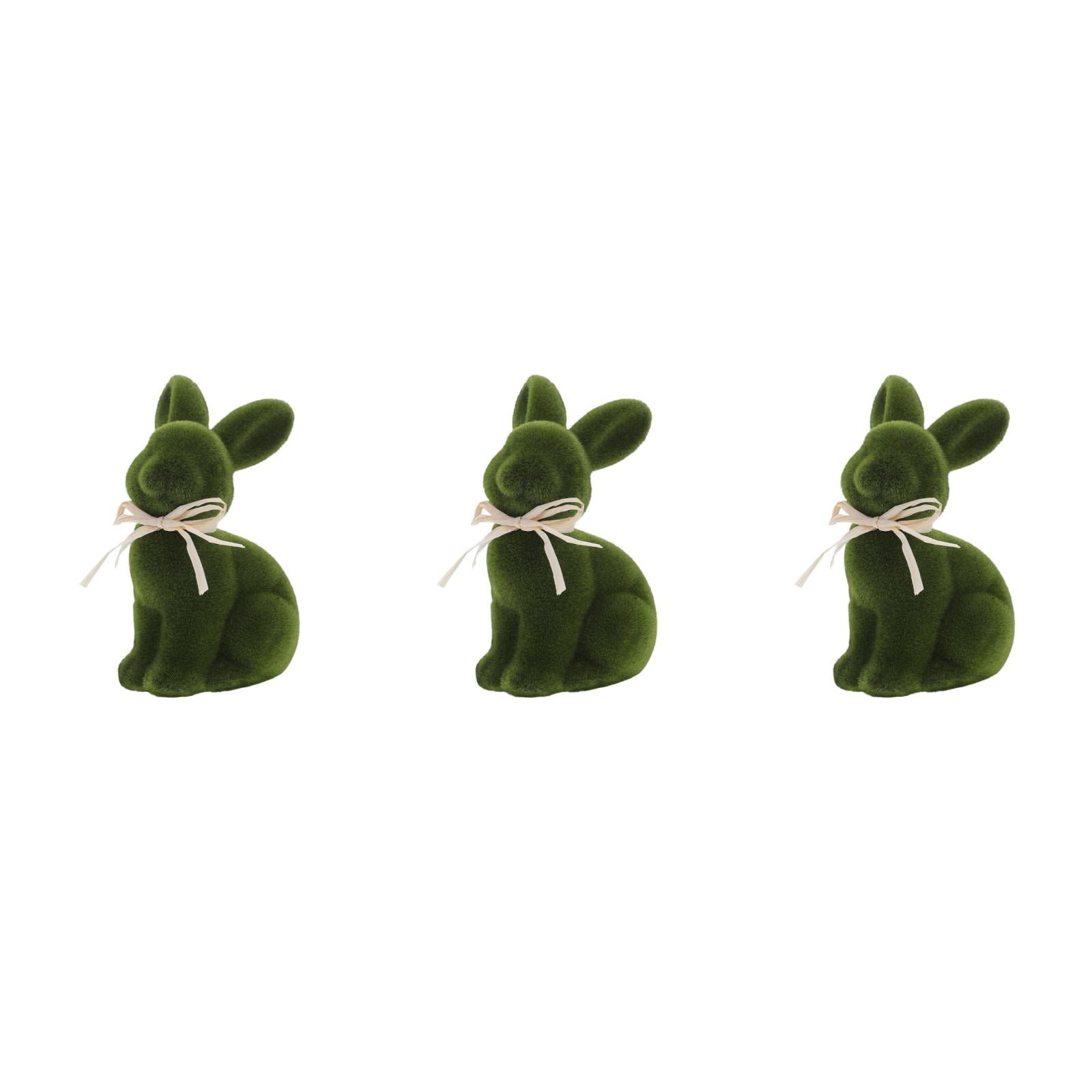 Masteelf 3pcs Flocking Rabbit Statue For Easter Garden Decoration Bunny ...