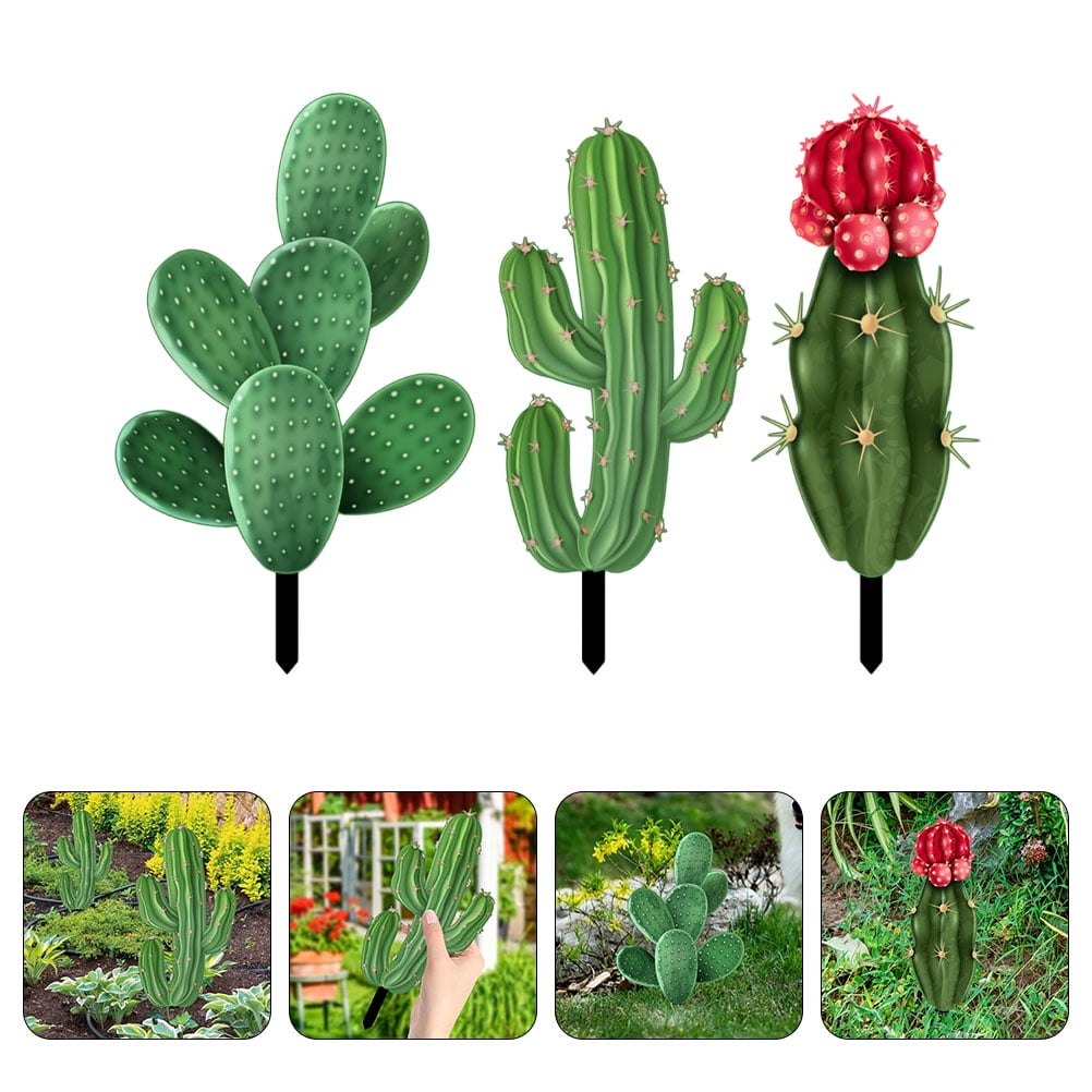 Masteelf 3pcs Garden Cactus Stake Courtyard Cactus Stake Acrylic Cactus ...