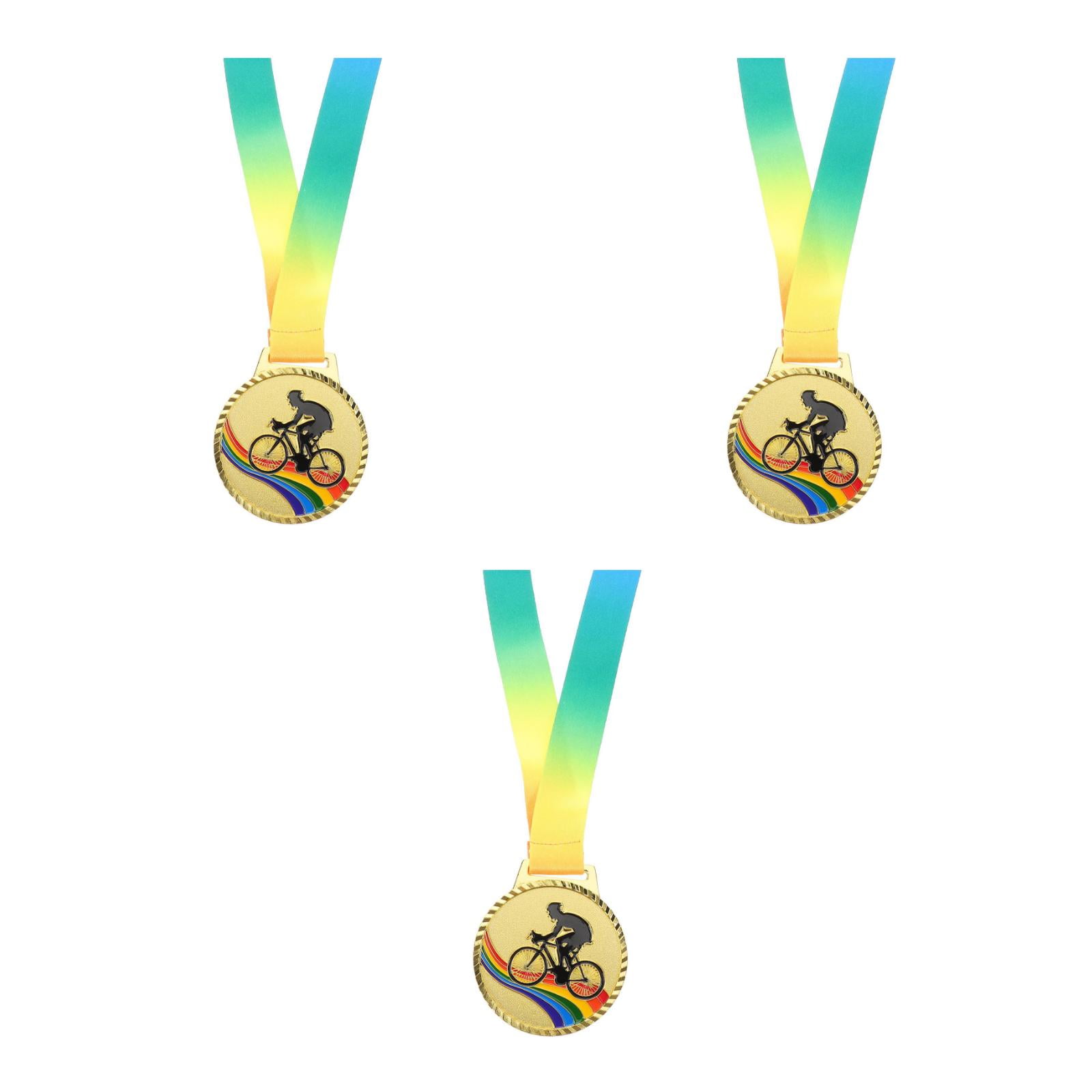 Masteelf 3pcs Gold Trophy Medals Cycling Recognition Medals Sports ...