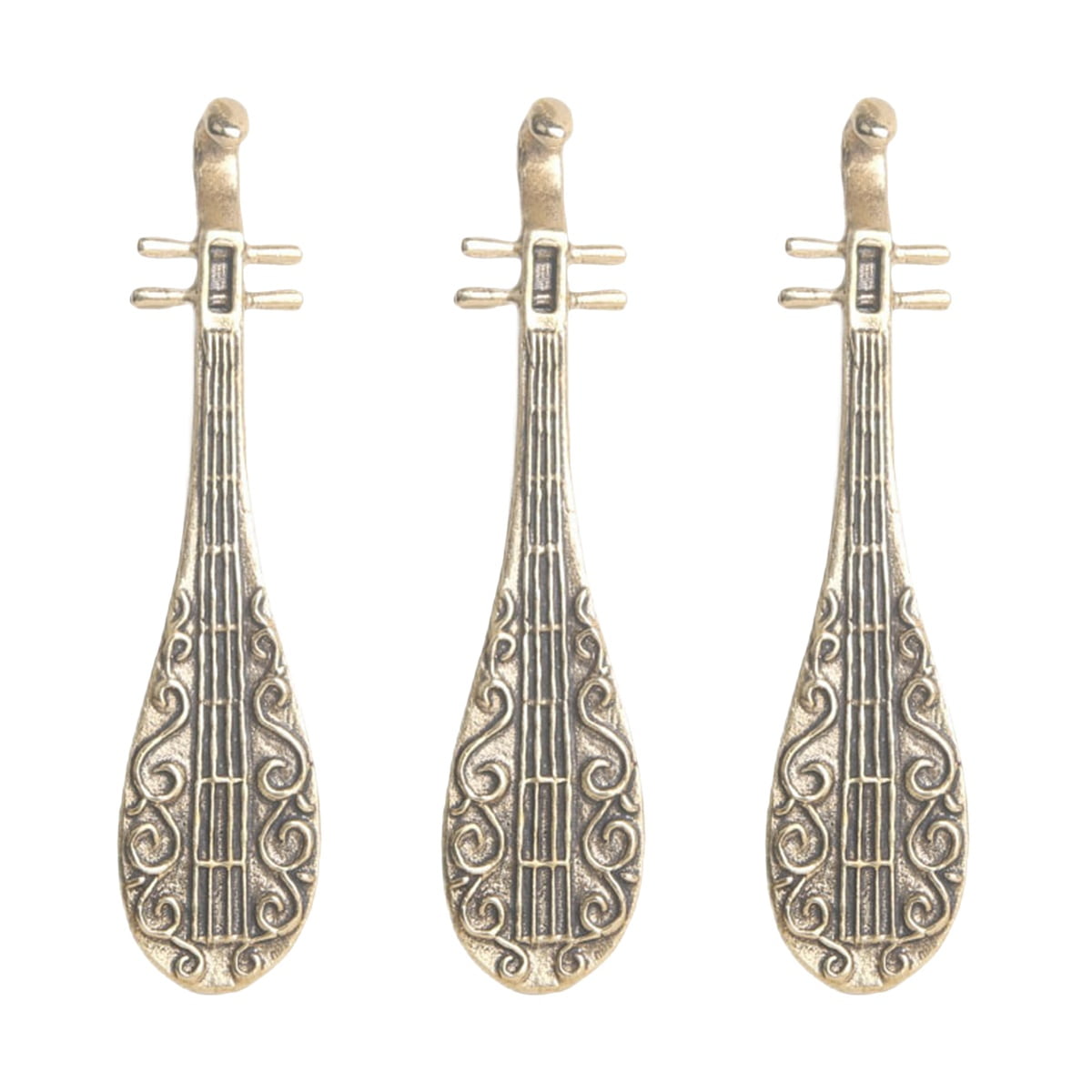 Masteelf 3pcs Miniature Brass Lute Pipa Model Small Pipa Musical ...