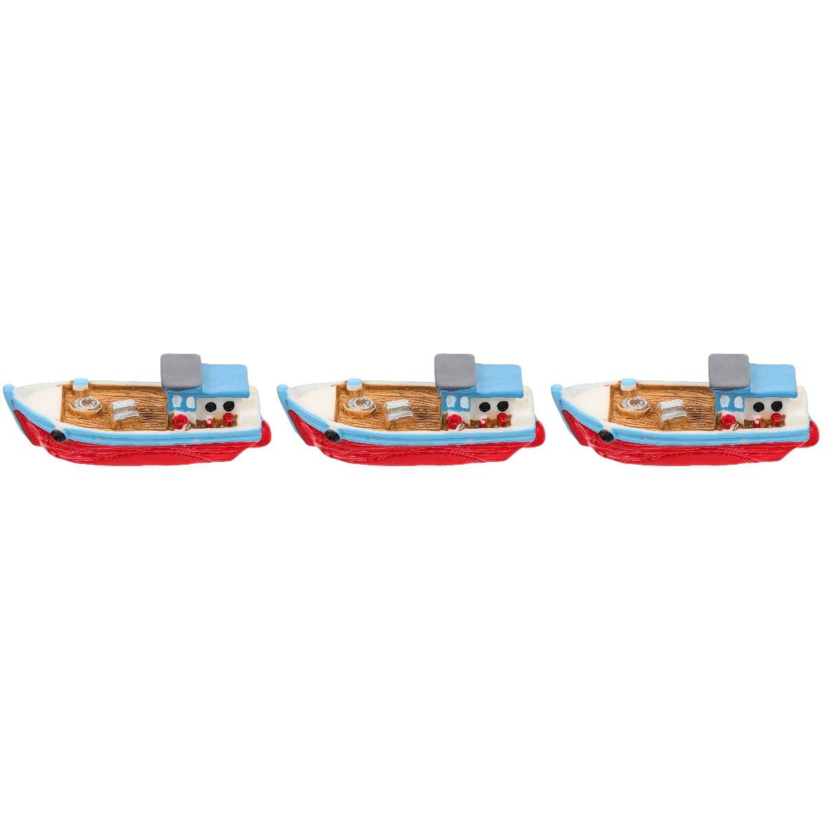 Masteelf 3pcs Miniature Resin Boat Figurine Mini Boat Model Beach Theme ...