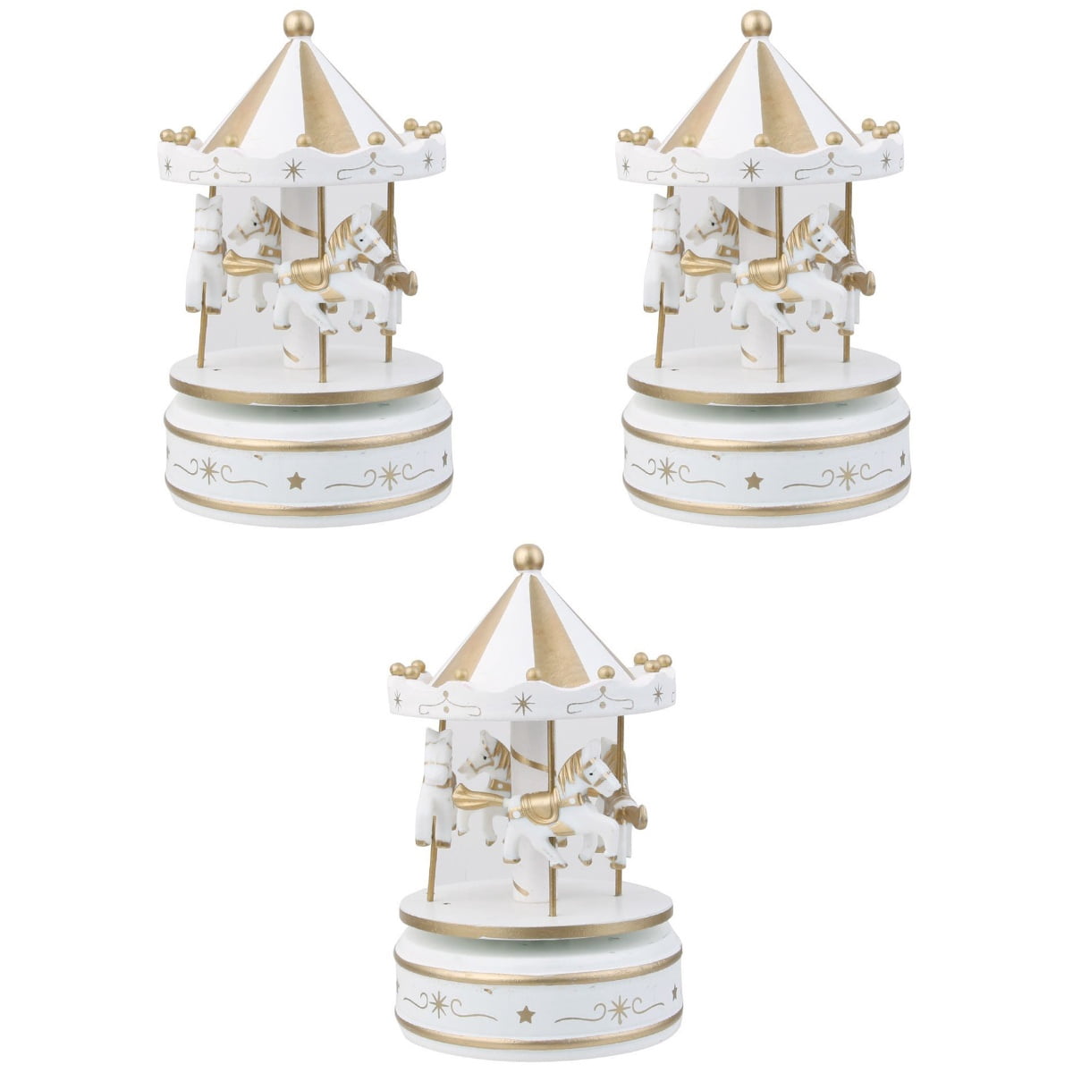 Masteelf 3pcs Plastic Merry-Go-Round Carousel Wind Up Music Gift ...