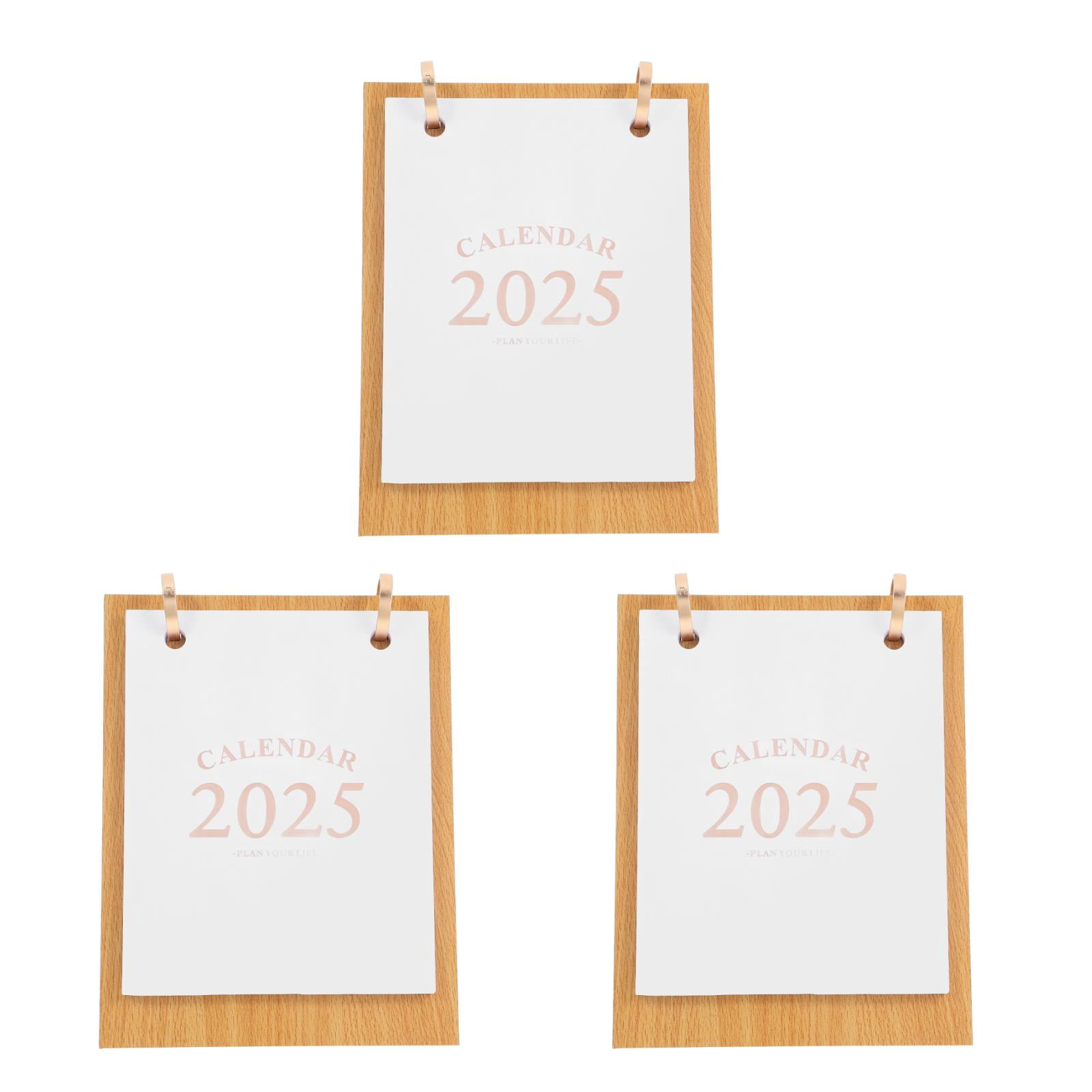 Masteelf 3pcs Table Calendar with Wooden Frame Flipped Calendar ...