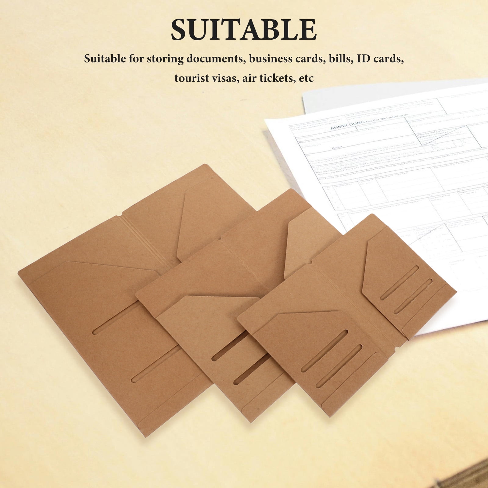 Masteelf 3pcs Zipper Case and Kraft Card Holder Kraft Paper File Folder ...
