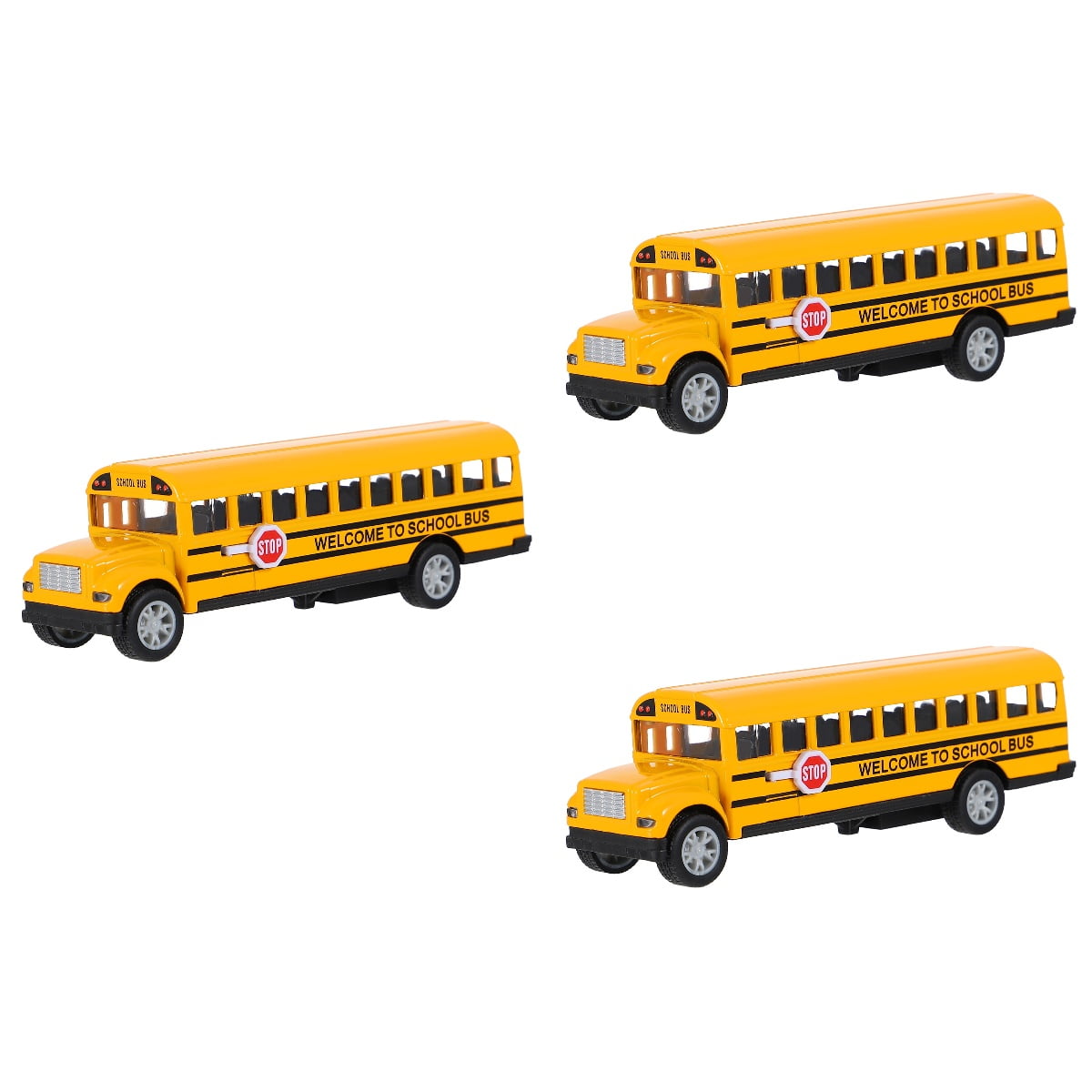 Masteelf 3pcs school bus model figurine: bus model back car tiny car ...