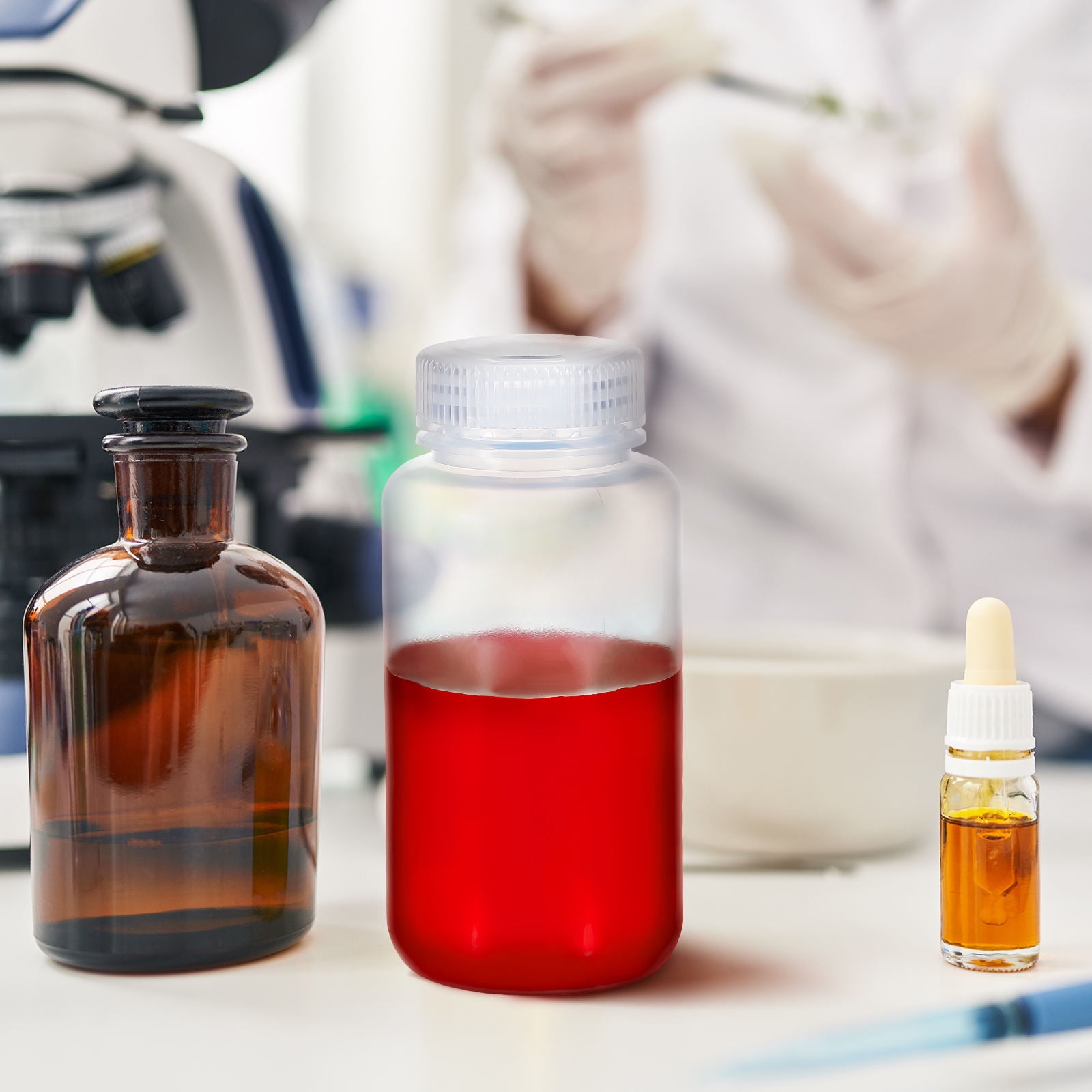 Masteelf 4 Pcs Plastic Bottle Chemical Storage Bottles Caps Liquids ...