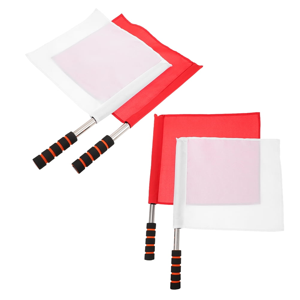 Masteelf 4 Pcs Referee Flag Stainless Steel Signal Hand Flag With Sponge Handle Sports Training ...