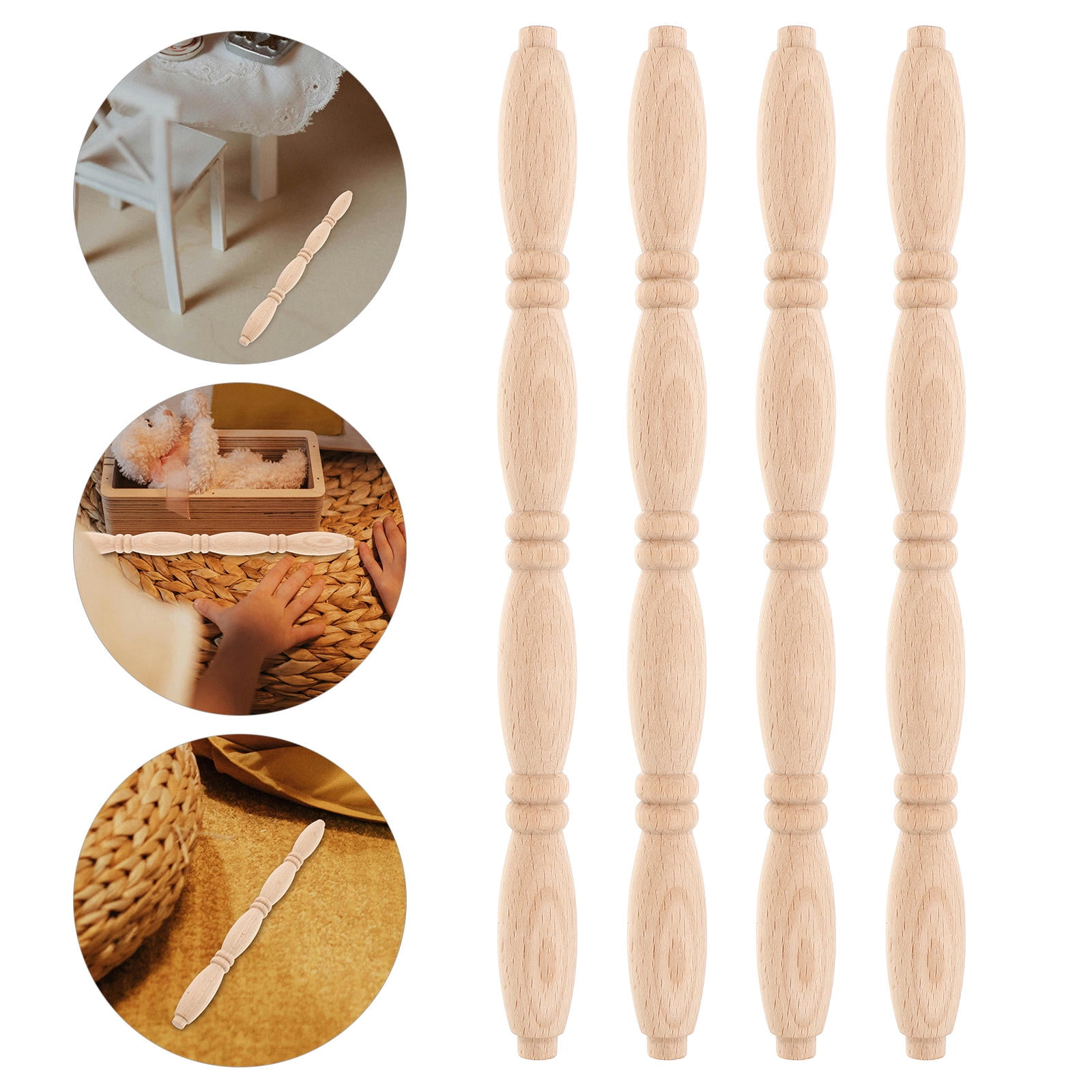 Masteelf 4 Pcs Wooden Baluster Spindles Balusters House Dollhouse ...