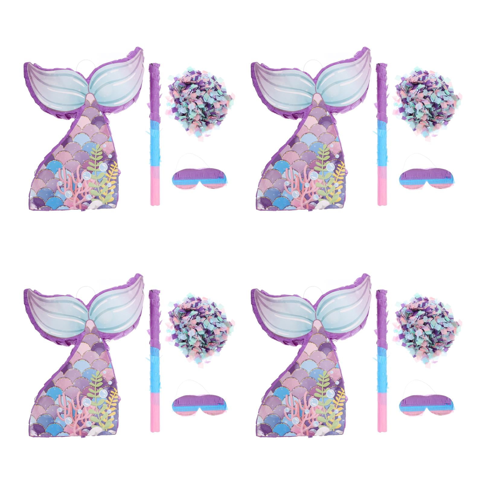 Masteelf 4 Sets Mermaid Paper Pinata Birthday Mermaid Tail Pinata with ...