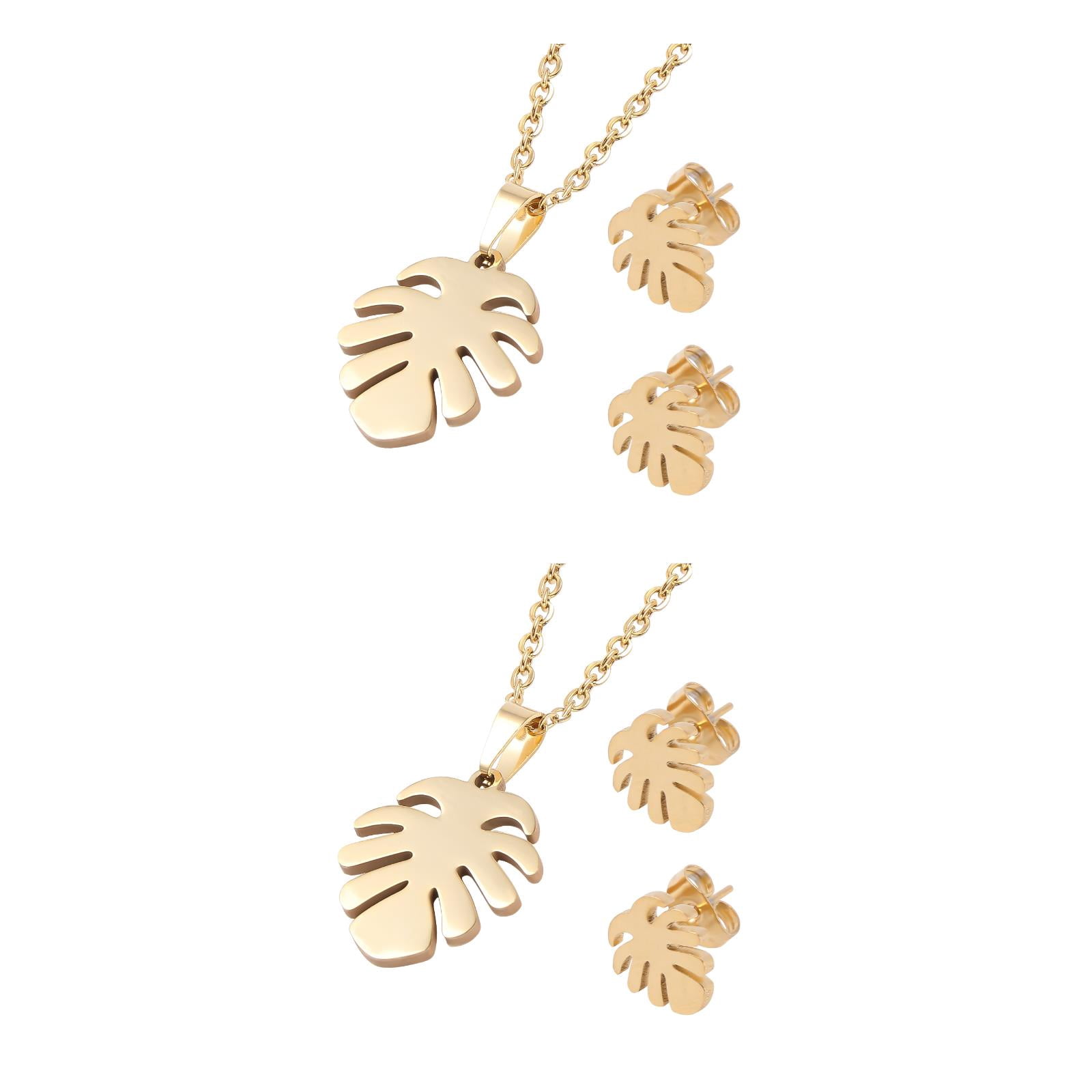 Masteelf 4 Sets Palm Leaf Pendant Necklace Creative Choker Necklaces ...