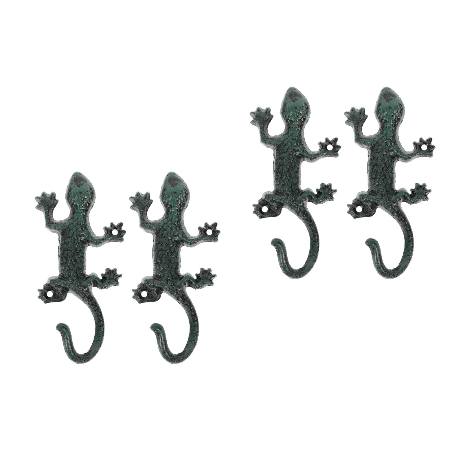 Masteelf 4 pcs Decorative Towel Hooks Gecko Key Holder Vintage Iron Gecko Hook Wall Mounted ...