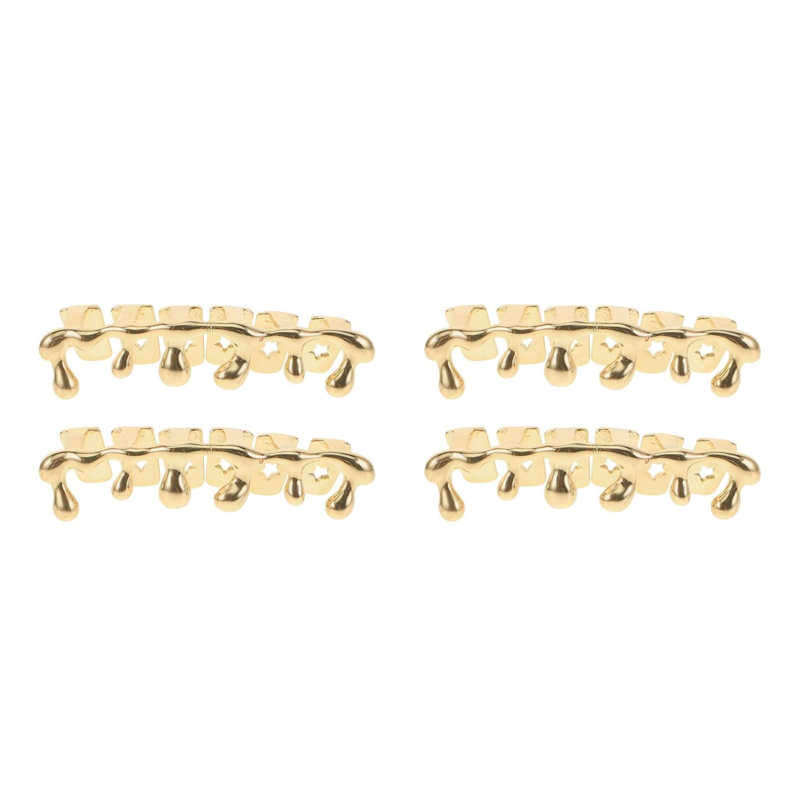 Masteelf 4 pcs Gold Tooth Cap with Teardrop Design Unisex 6 Teeth ...