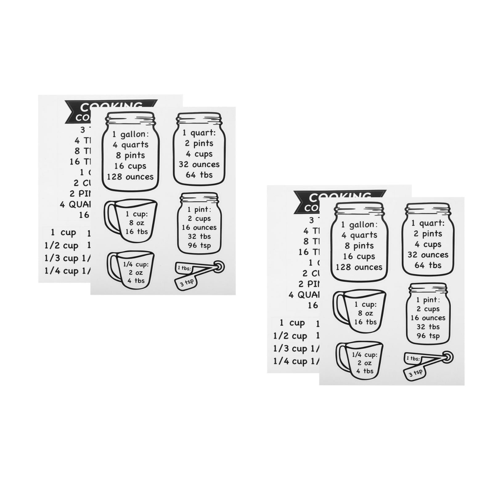 Masteelf 4 pcs Kitchen Conversion Chart Sticker Ounces To Cups ...