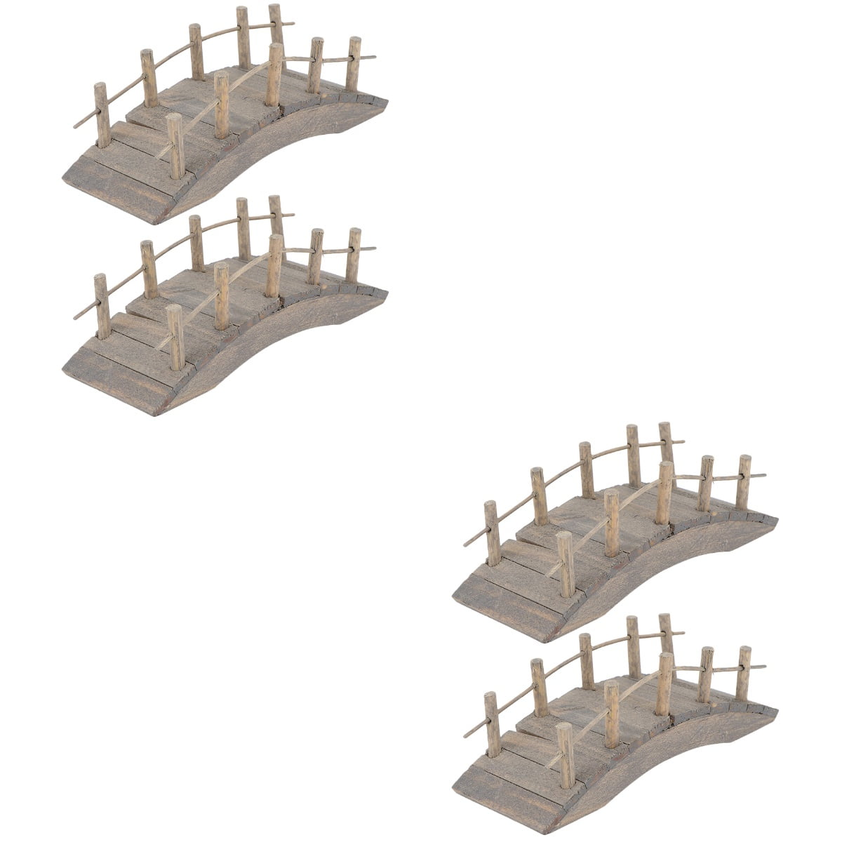 Masteelf 4 pcs Miniature Wooden Bridge Mini Arch Bridge Model Micro ...